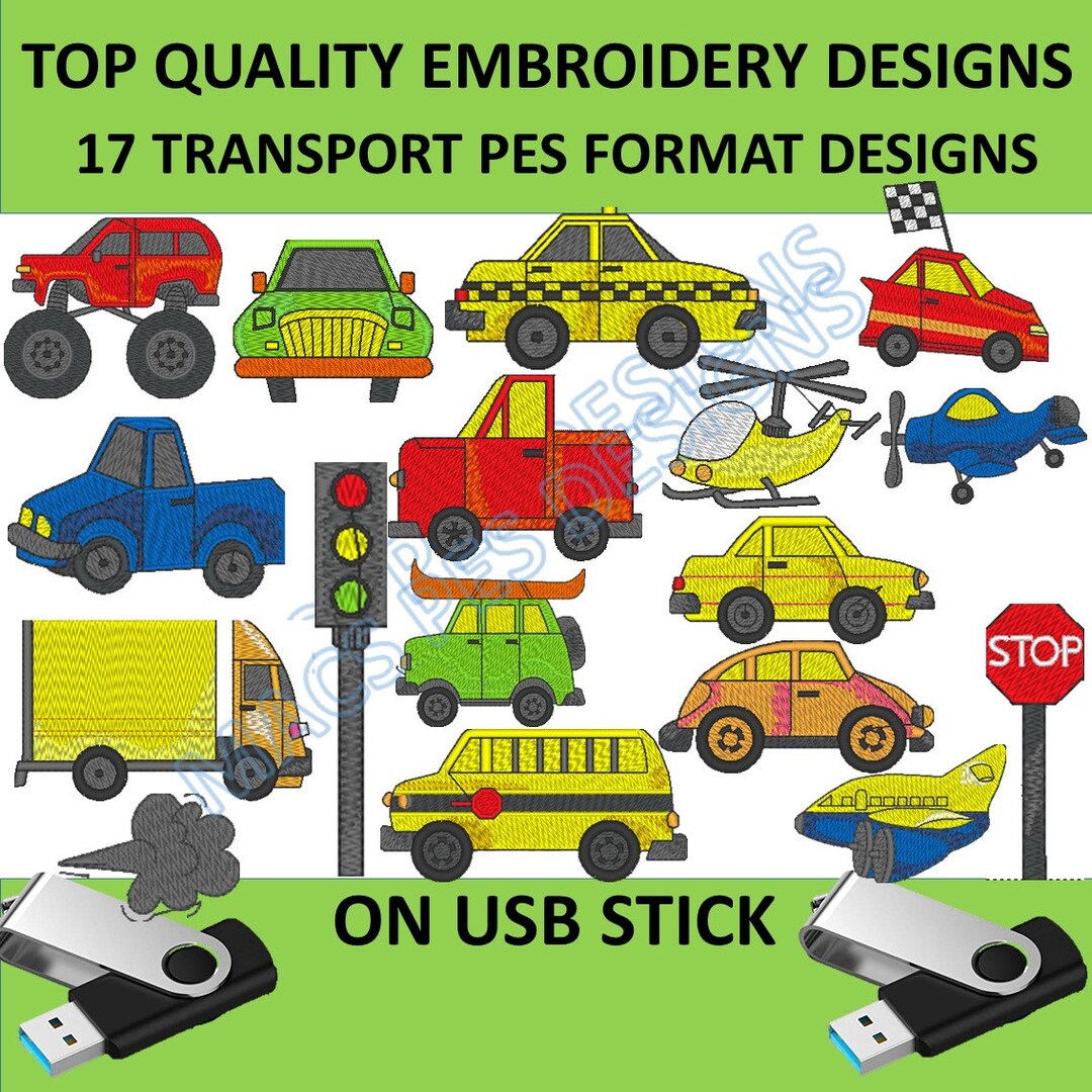 Transport Machine Embroidery Applique Designs, Set of 17 Cute ...
