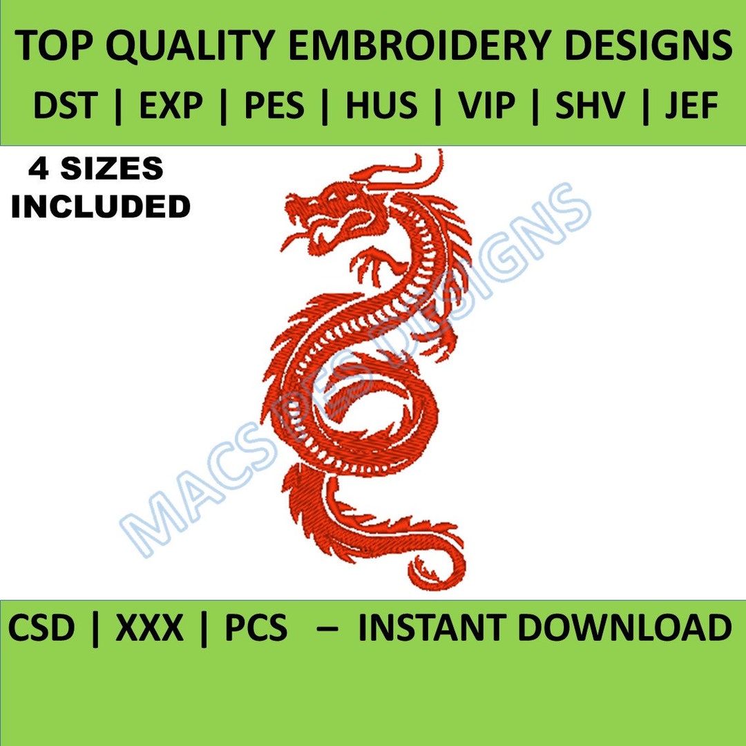 Chinese Dragon Embroidery Design - Urban Modern Machine Embroidery File ...