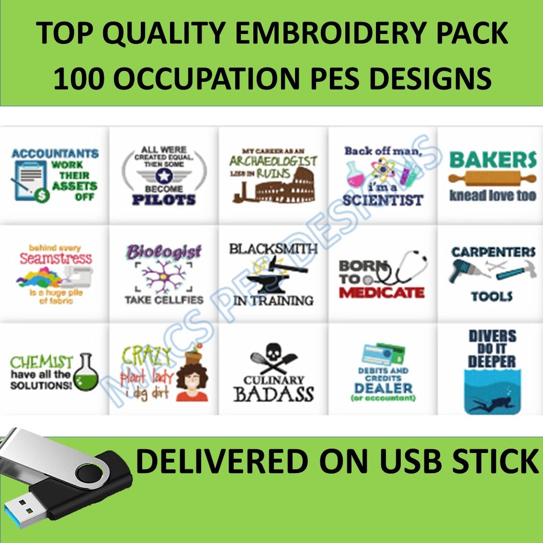 Occupation Quotes PES 100 Designs on Usb Machine Embroidery Files ...