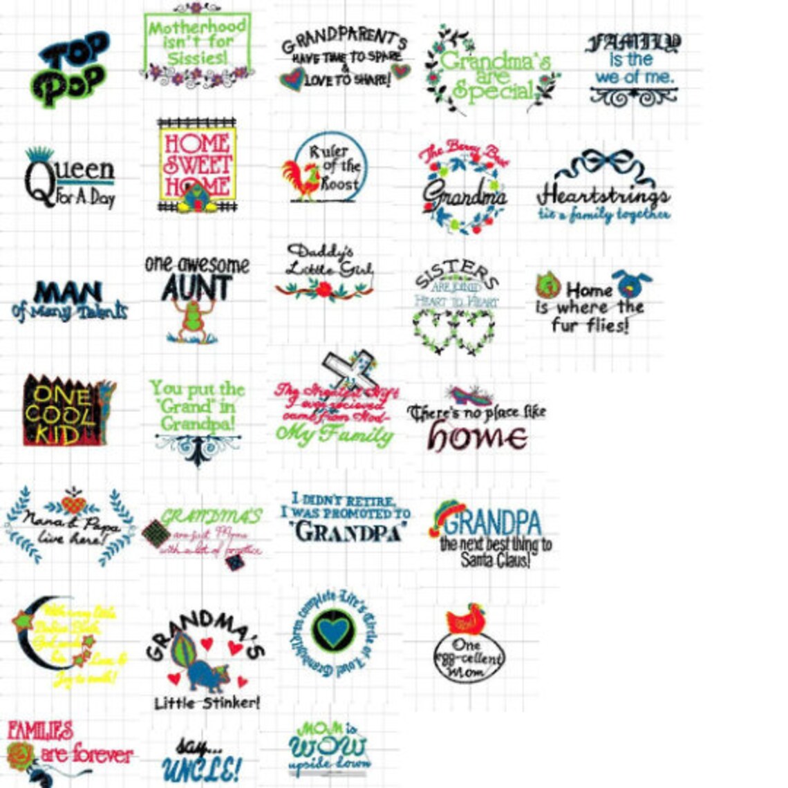 Family Quotes 30 PES Designs Machine Embroidery Files Instant - Etsy