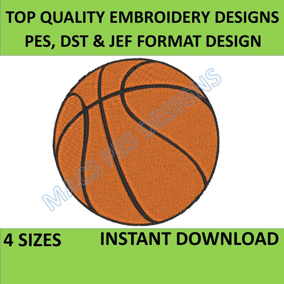 Basketball Embroidery Design, Machine Embroidery File, Instant Download ...