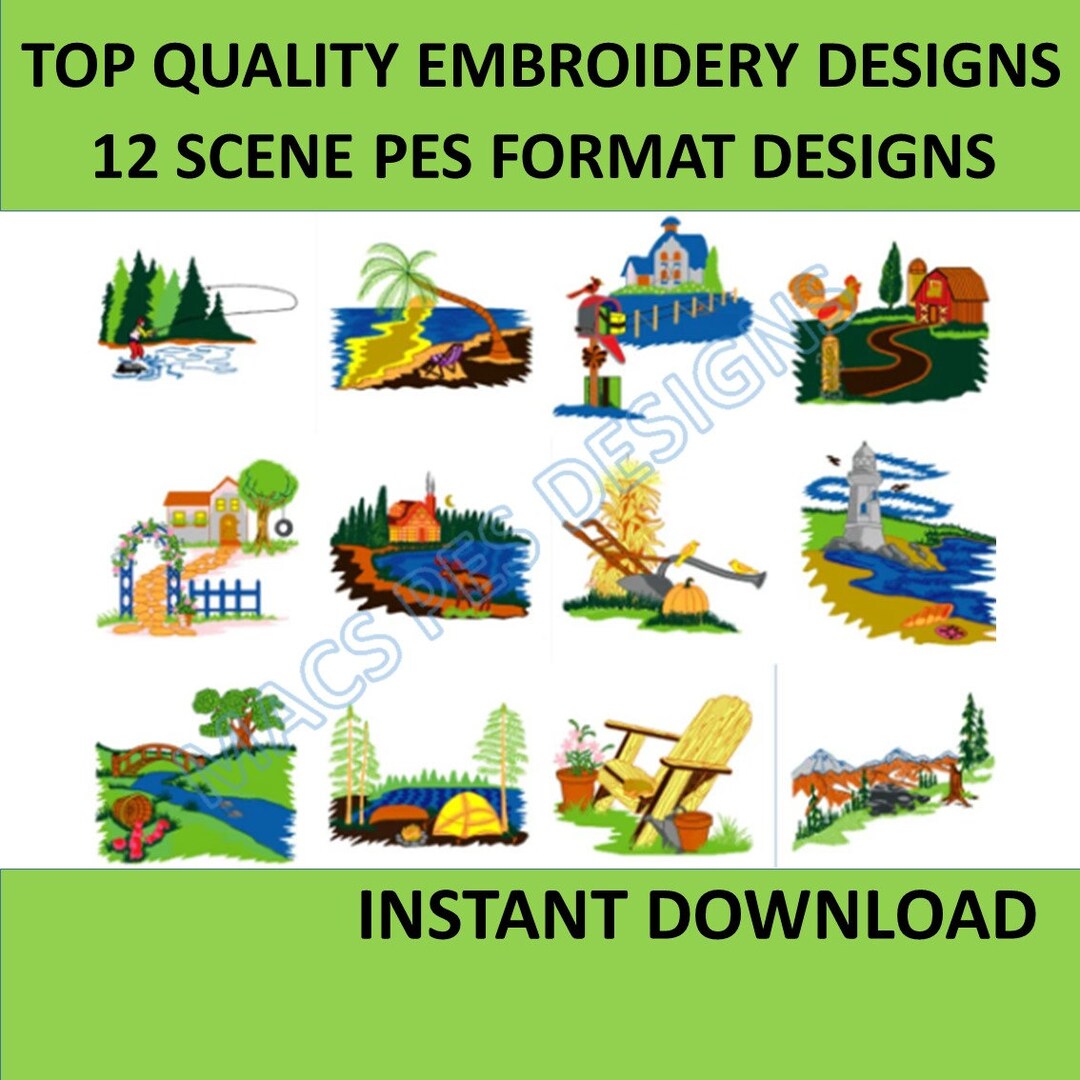 Beautiful Scenes Embroidery PES Designs Machine Embroidery Files ...