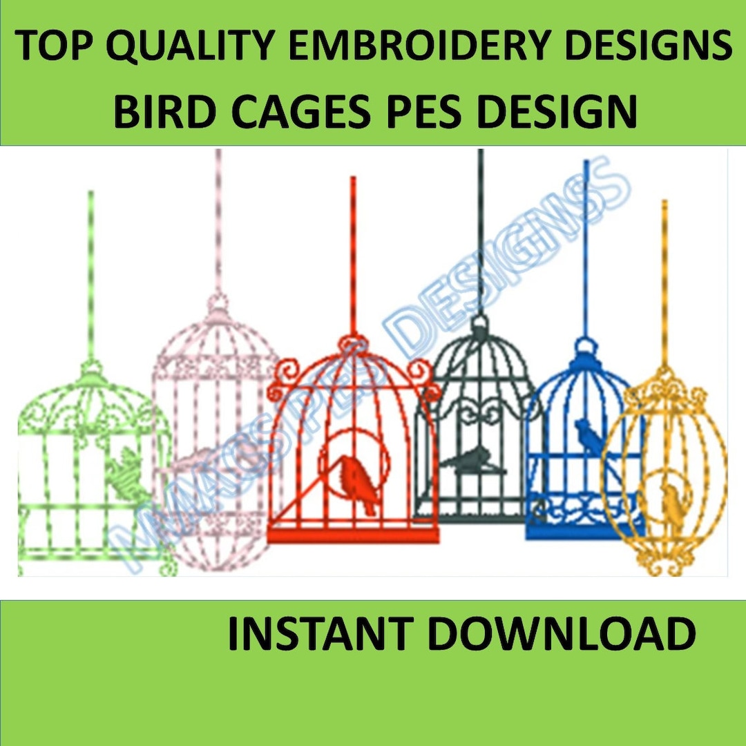Bird Cages PES Design Machine Embroidery Files Instant Download Brother ...