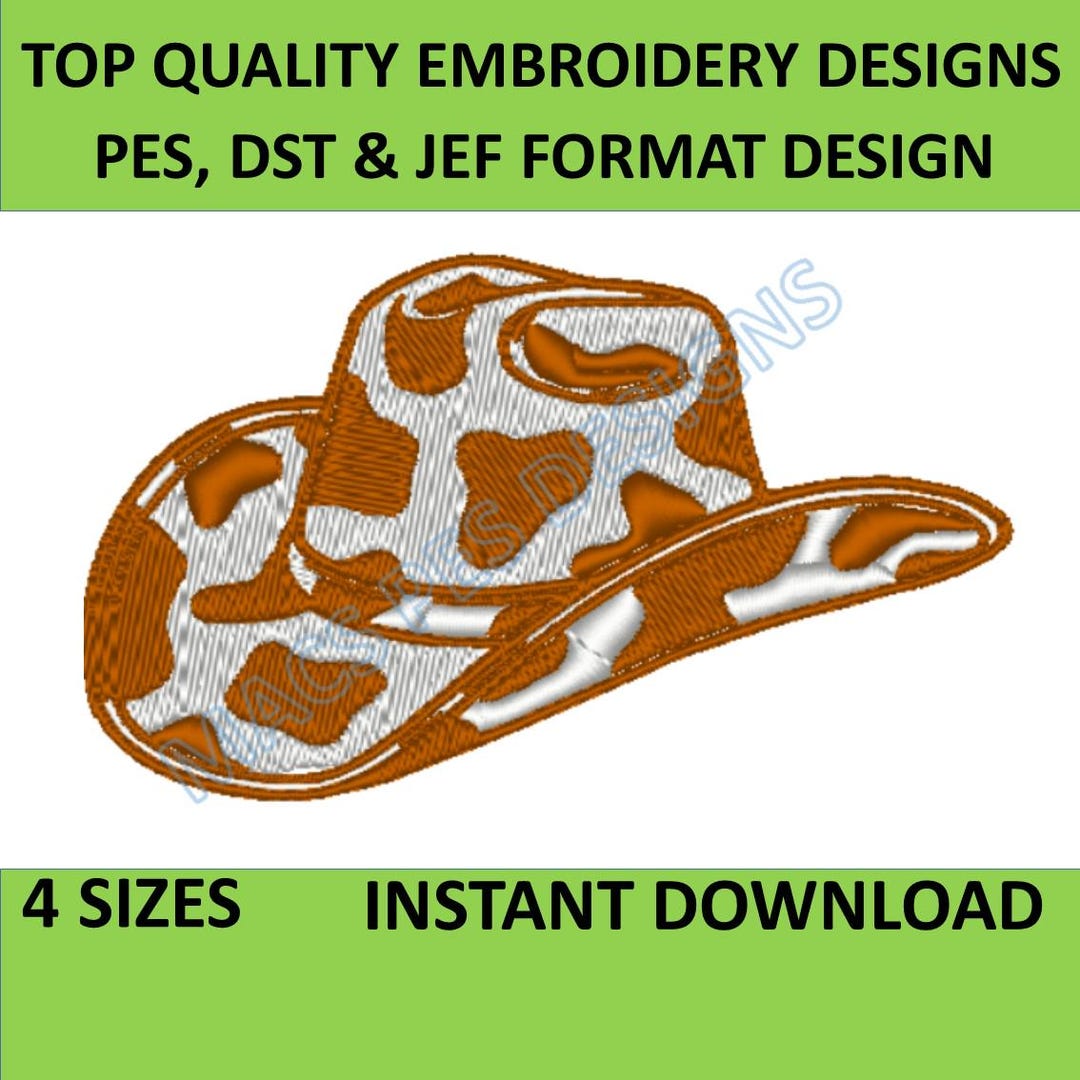 Cowboy Hat Embroidery Design, Cowboy Hat Embroidery Design, Cow Print ...