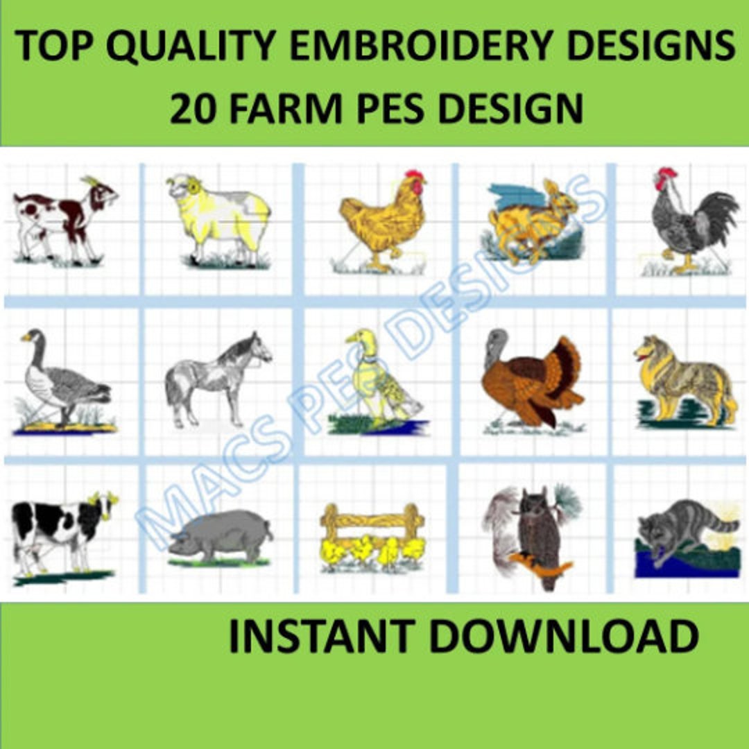On the Farm 20 PES Designs Machine Embroidery Files Instant Download ...