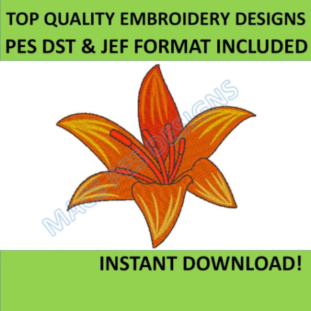 Sun Burst Lily PES JEF DST Designs Machine Embroidery Files Instant ...