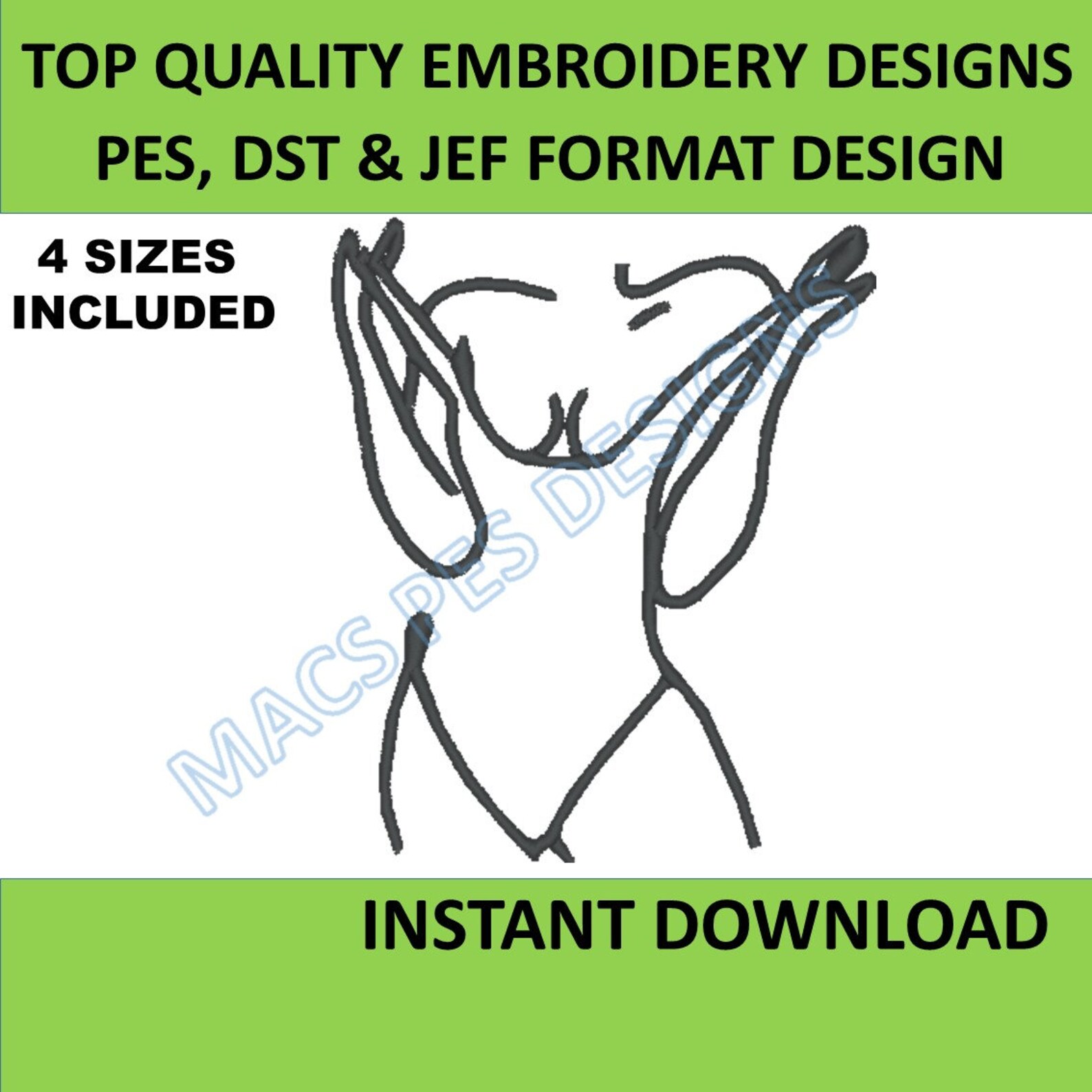Embroidery File Woman Body (PES DST JEF) Minimalist Drawing 4 Sizes Pes ...