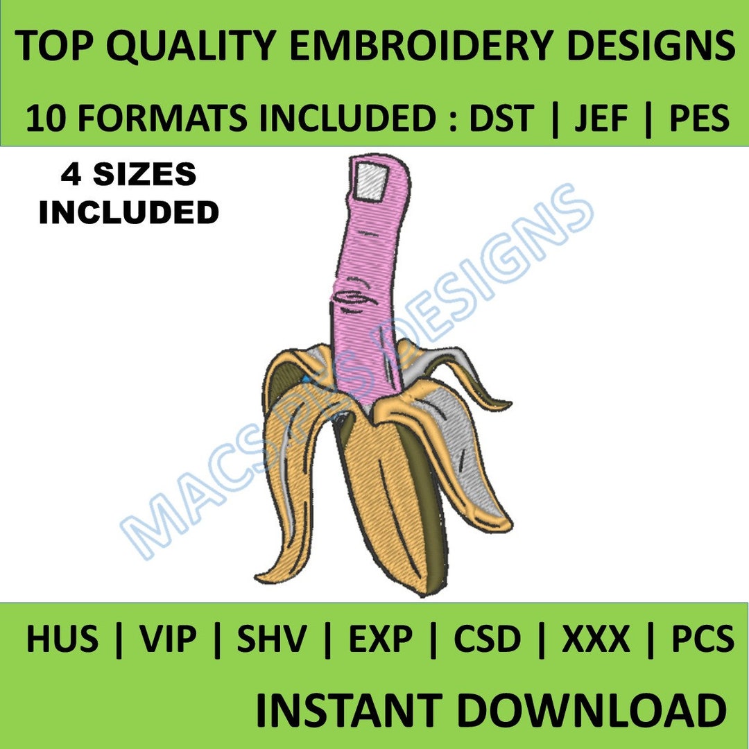 Middle Finger Rude Embroidery Design PES JEF DST Banana Embroidery ...