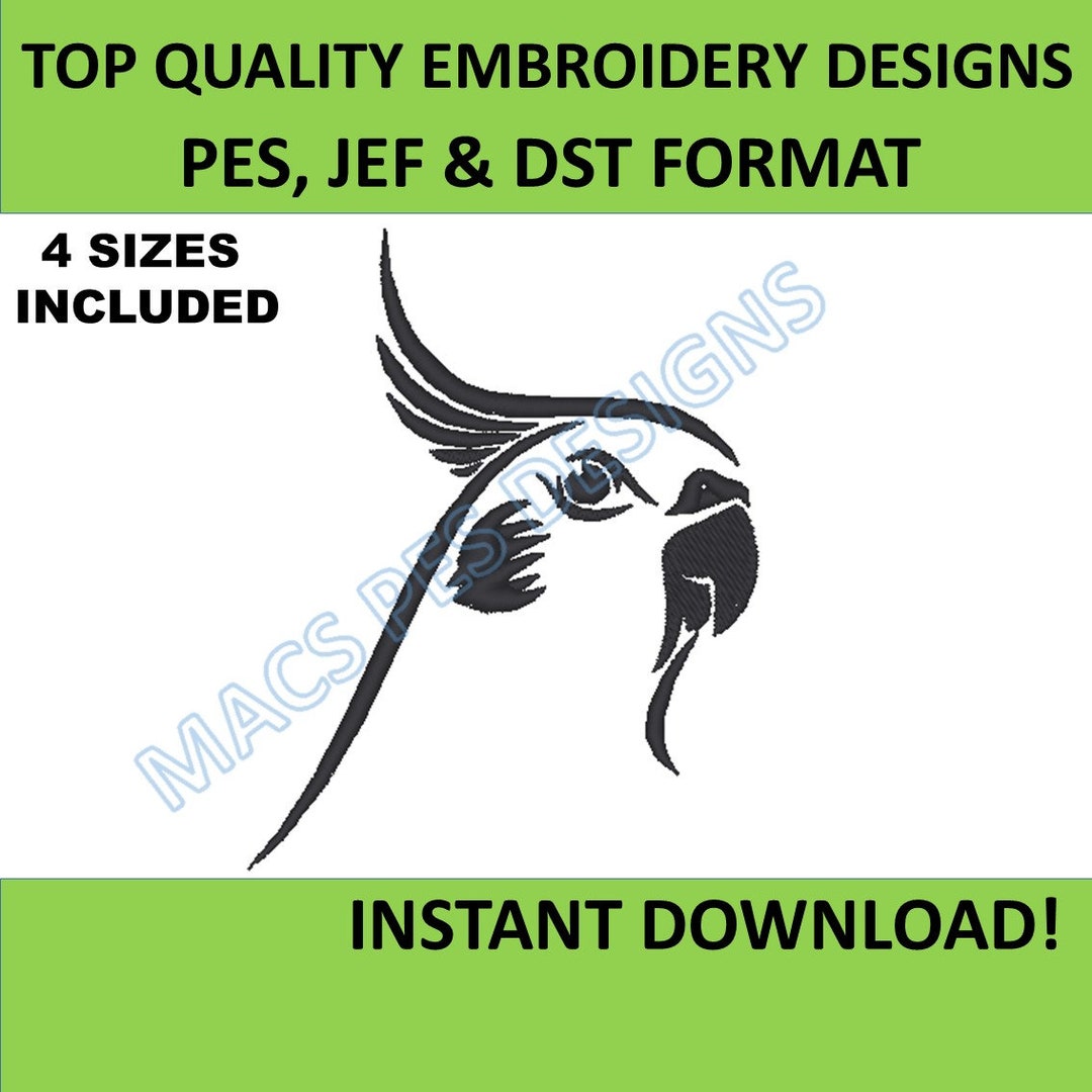 Cockatiel Parrot PES JEF DST Embroidery Machine 4 Sizes, Embroidery Pet ...