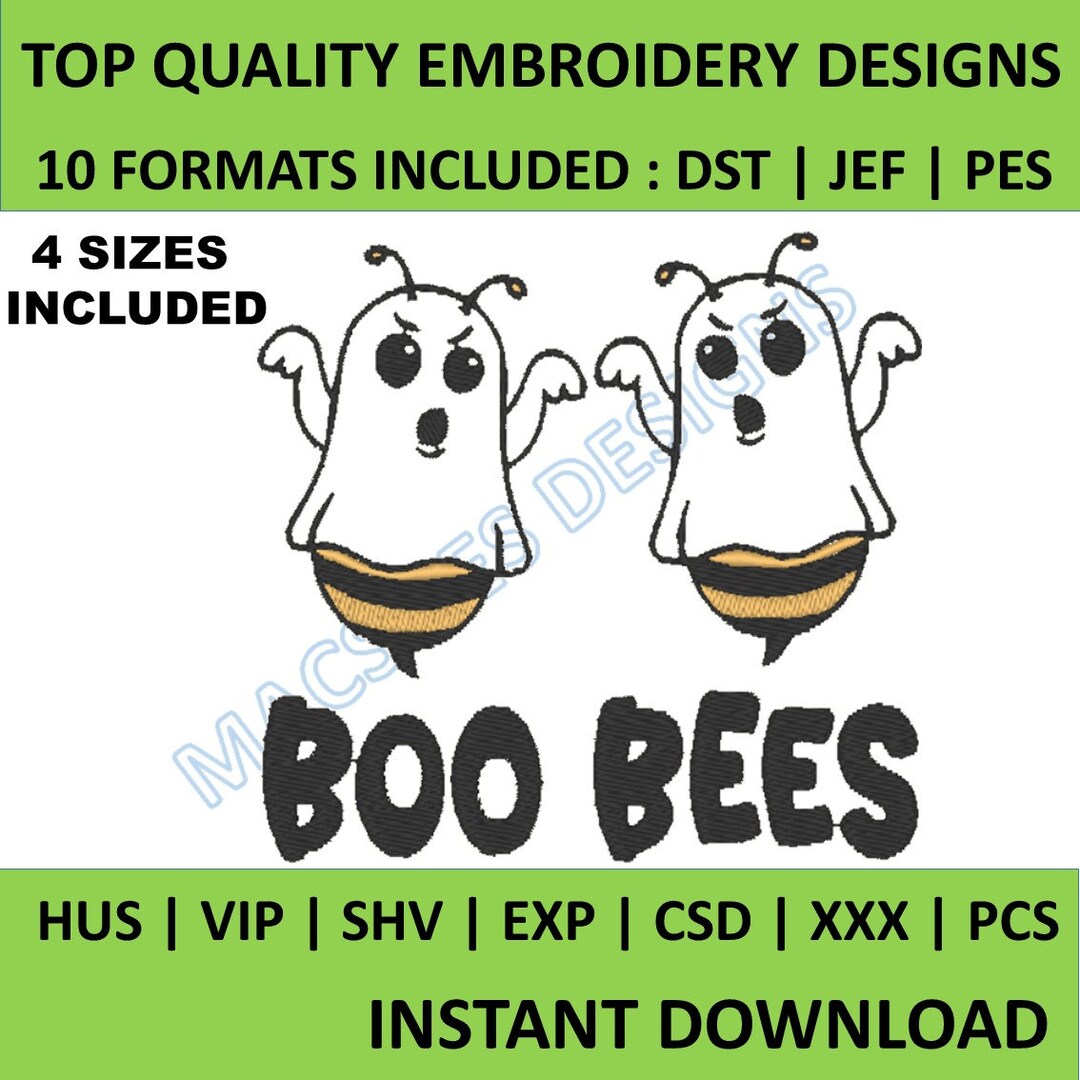 Boo Bees Embroidery Design, Halloween Embroidery Design, Machine ...