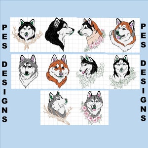 Siberian Husky Dog Embroidery Designs Dog T-shirt Machine Embroidery ...