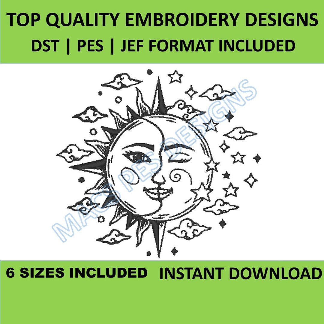 Sun and Moon Machine Embroidery Designs, Sun Embroidery Patterns ...