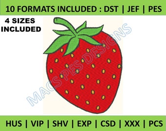 Strawberry Machine Embroidery Design, 4 Sizes, Instant Download - Etsy