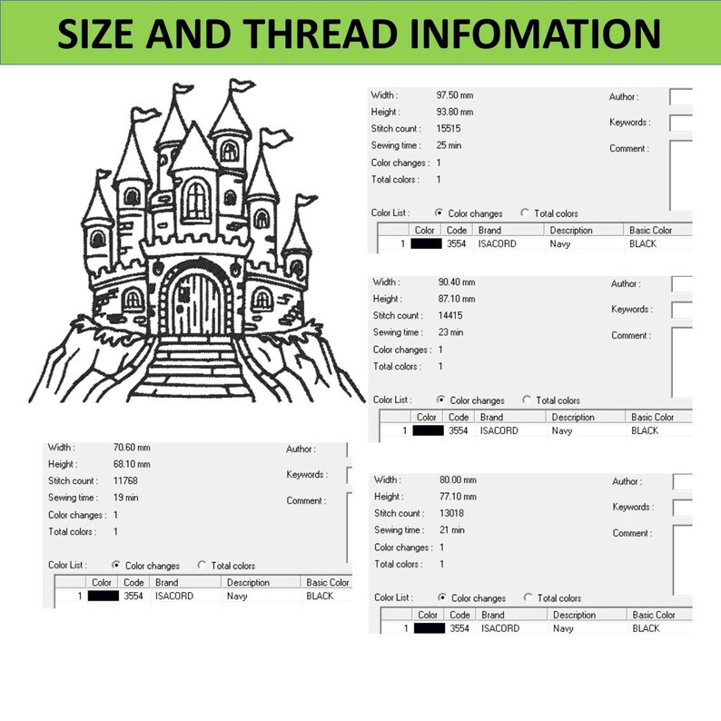 Wizard Castle Outline - Machine Embroidery Design - DST, PES, JEF ...