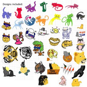 Cats 230 PES Designs Machine Embroidery Files Instant Download Brother ...