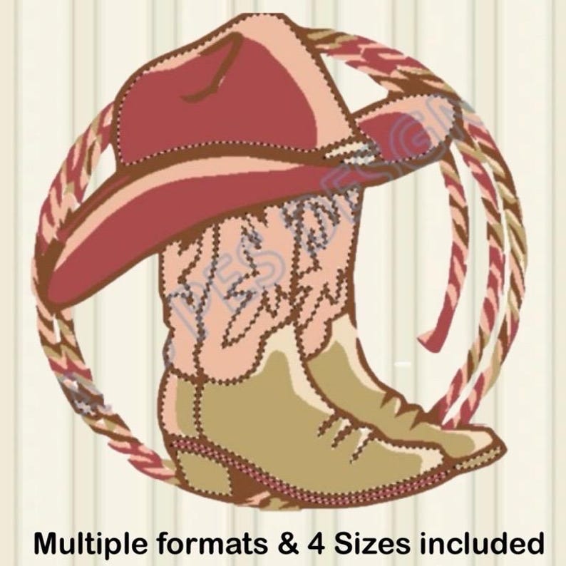 Cowboy Boots Embroidery Designs PES JEF DST Boot Embroidery Machine 4 ...