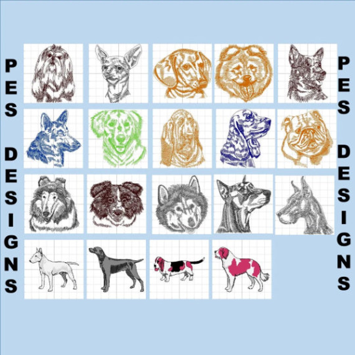 Dogs Puppies 39 PES Designs Machine Embroidery Files Instant - Etsy
