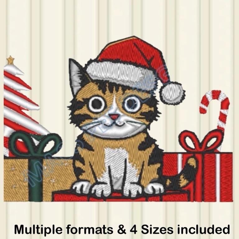 Christmas Cats Embroidery Design, Merry Christmas Embroidery Machine ...