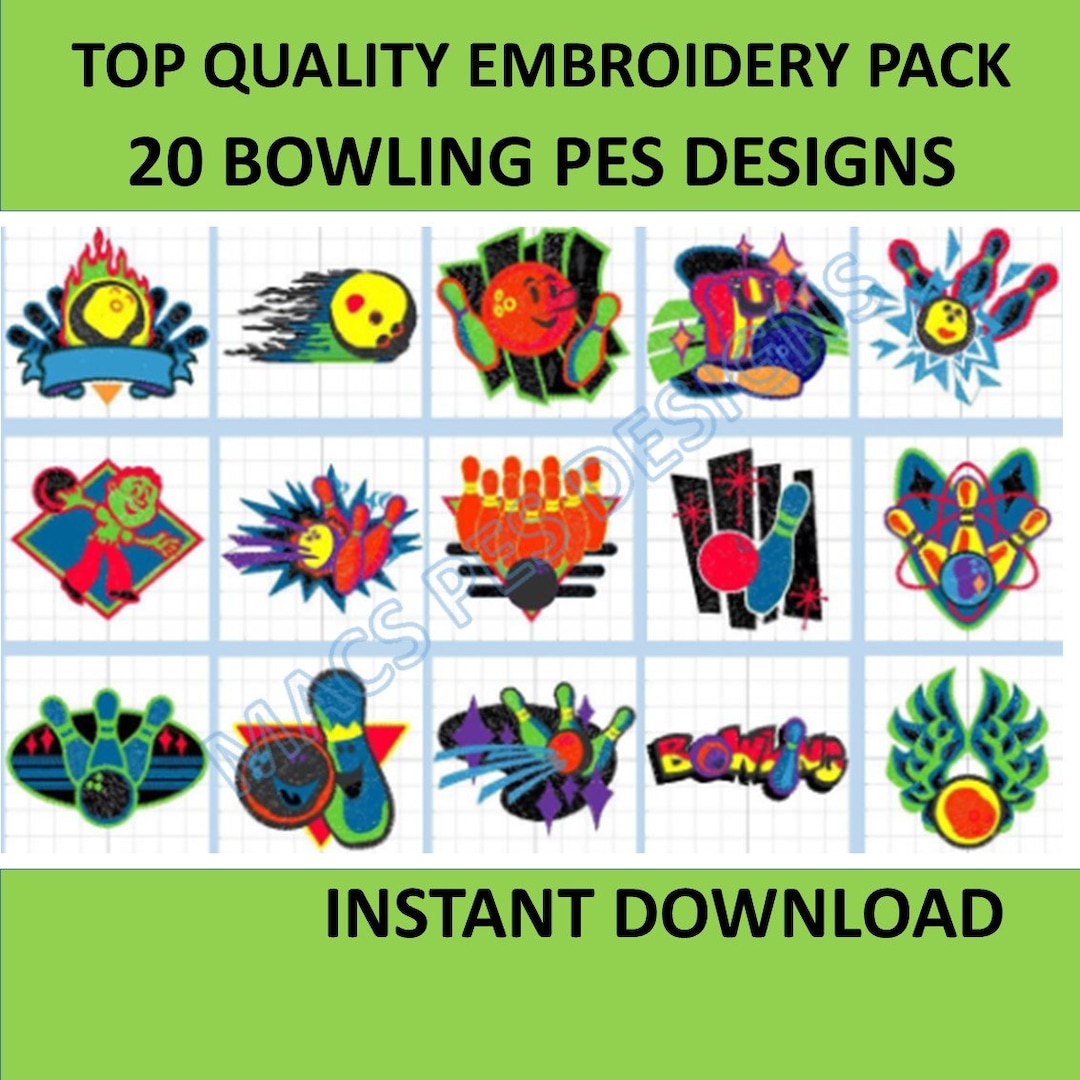 Bowling - 20 PES Designs Machine Embroidery Files Instant Download 4 X ...