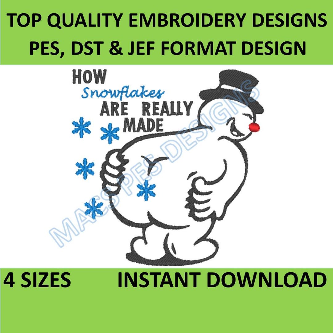 How Snowflakes Are Made Embroidery Design, Farting Frosty Embroidery ...