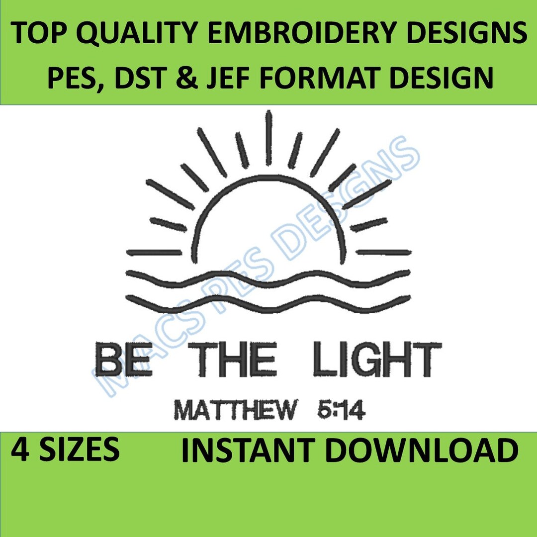 Be the Light Machine Embroidery Design. 4 Sizes. Religious Embroidery ...