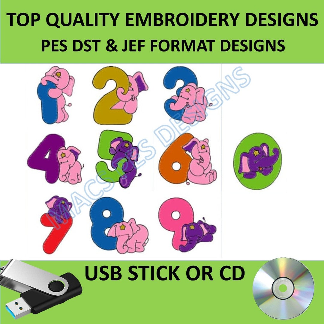 Birthday Numbers Embroidery Designs on Usb / Cd 10 Designs Pink ...