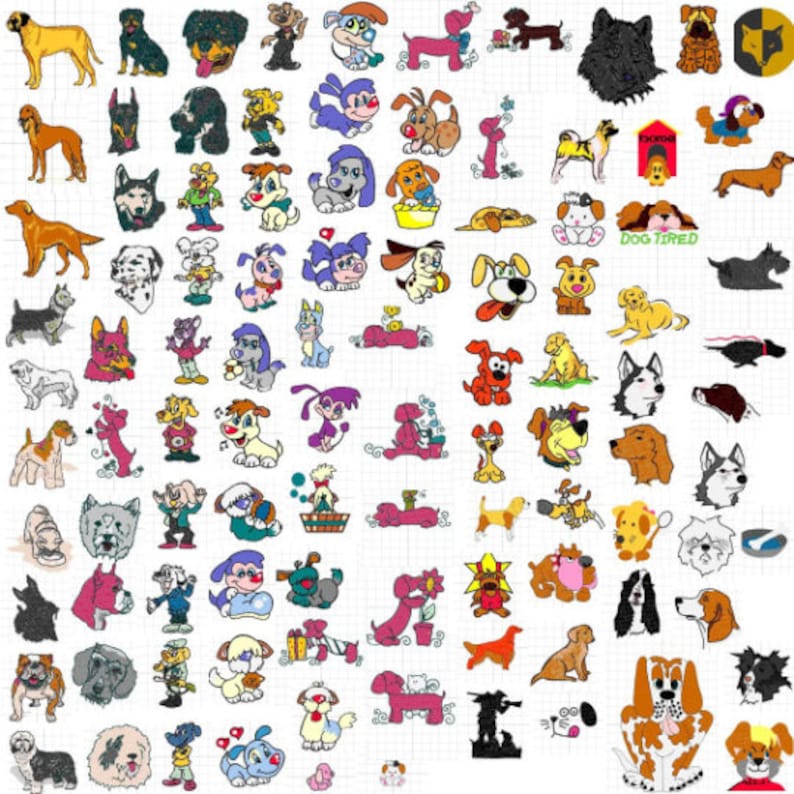 Dogs Puppies 450 PES Designs Machine Embroidery Files Instant - Etsy