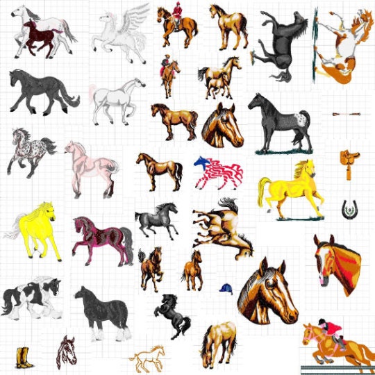 Horses Over 350 PES Designs Machine Embroidery Files Instant Download ...