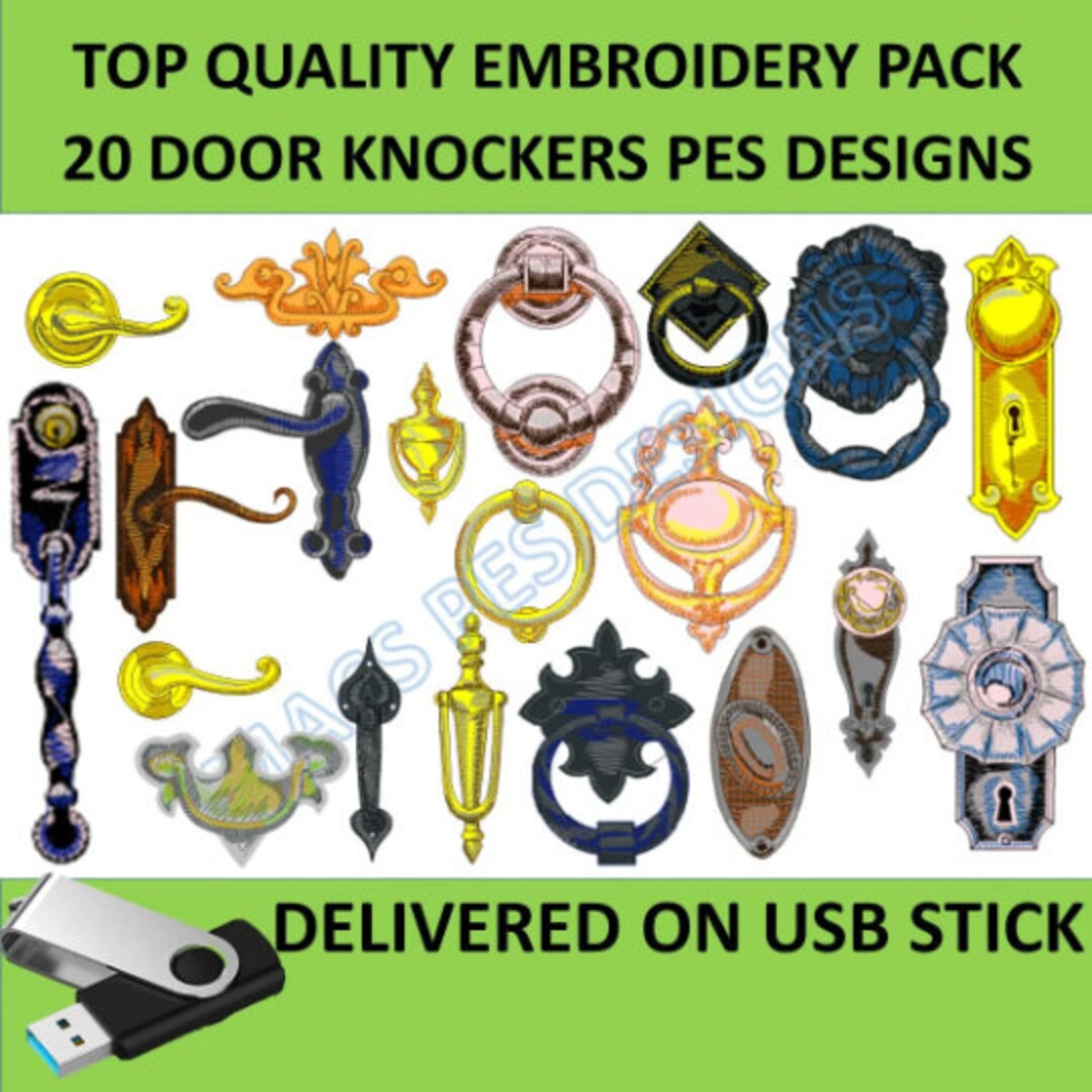 Door Knockers PES Embroidery Design Pack on Usb Brother 20 Machine ...