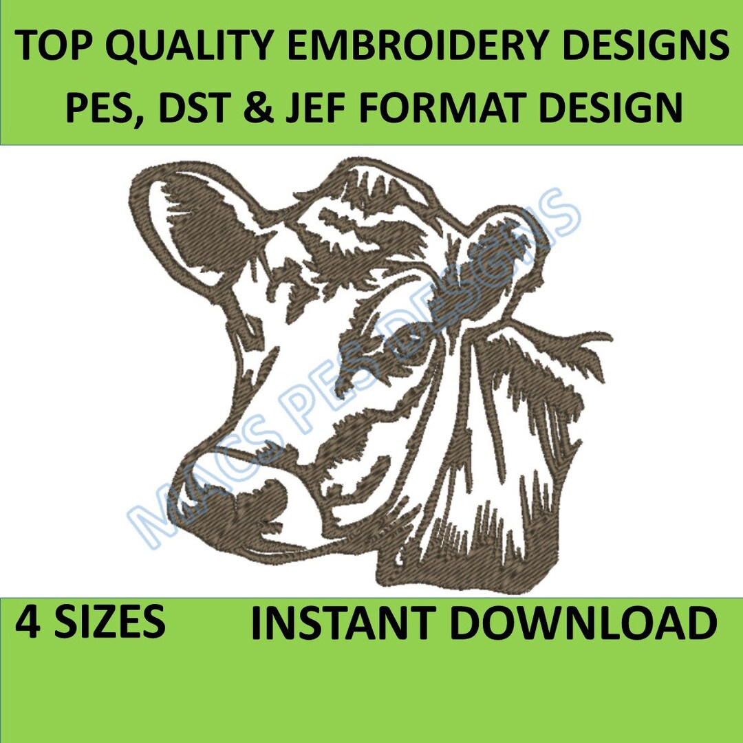 Cow Face Machine Embroidery Design 4 Sizes, Farm Applique Pattern File ...