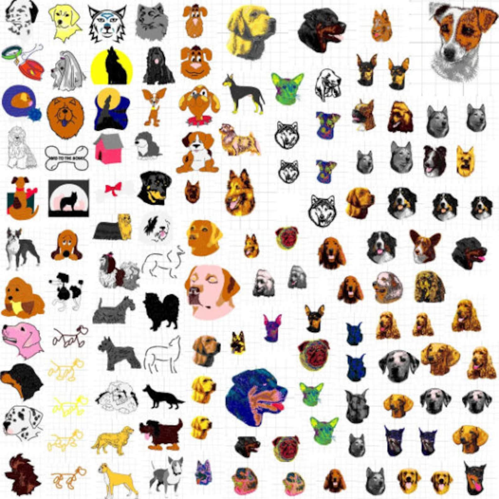Dogs Puppies 450 PES Designs Machine Embroidery Files Instant Download ...