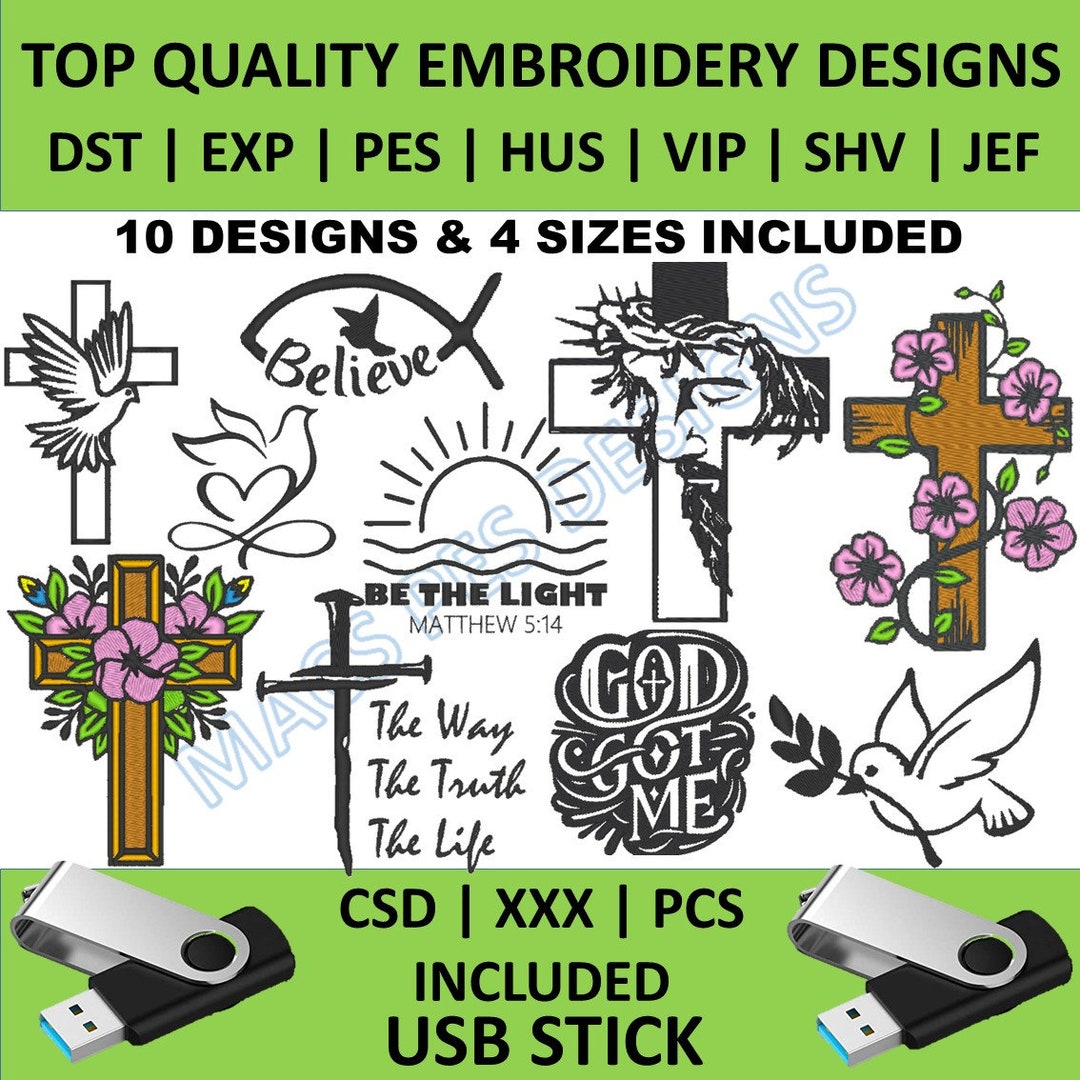 God Embroidery Designs PES JEF DST Dove Religious Embroidery on Usb 4 ...