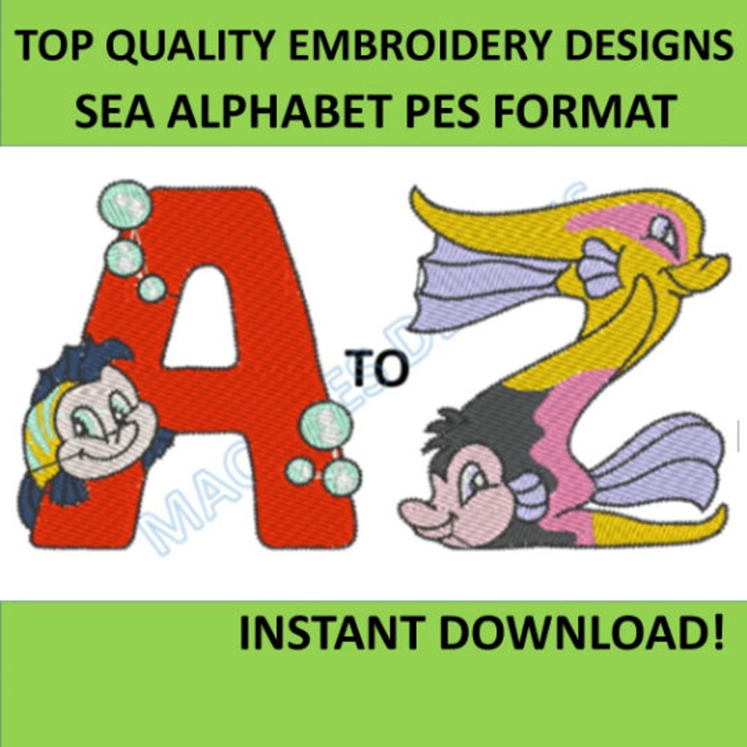 Seaworld Alphabet Letter Font - 30 PES Designs Machine Embroidery Files ...