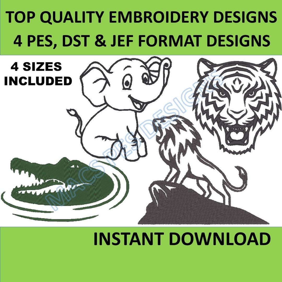 Safari Animals Designs for Embroidery Machine Instant Download Digital ...