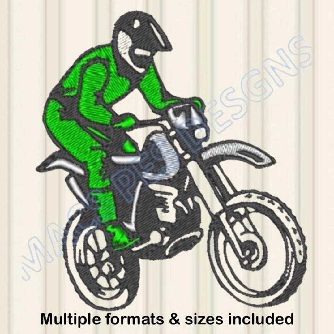 Motocross Rider - Machine Embroidery Design. Dirt Bike Embroidery ...
