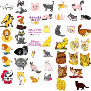 Cats 230 PES Designs Machine Embroidery Files Instant Download Brother ...