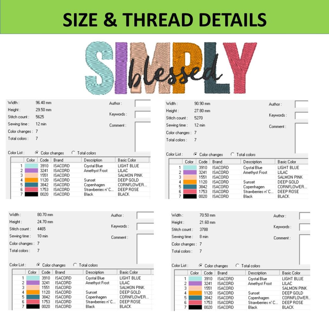 Simply Blessed Embroidery Design, Machine Embroidery Design, 4 Sizes ...