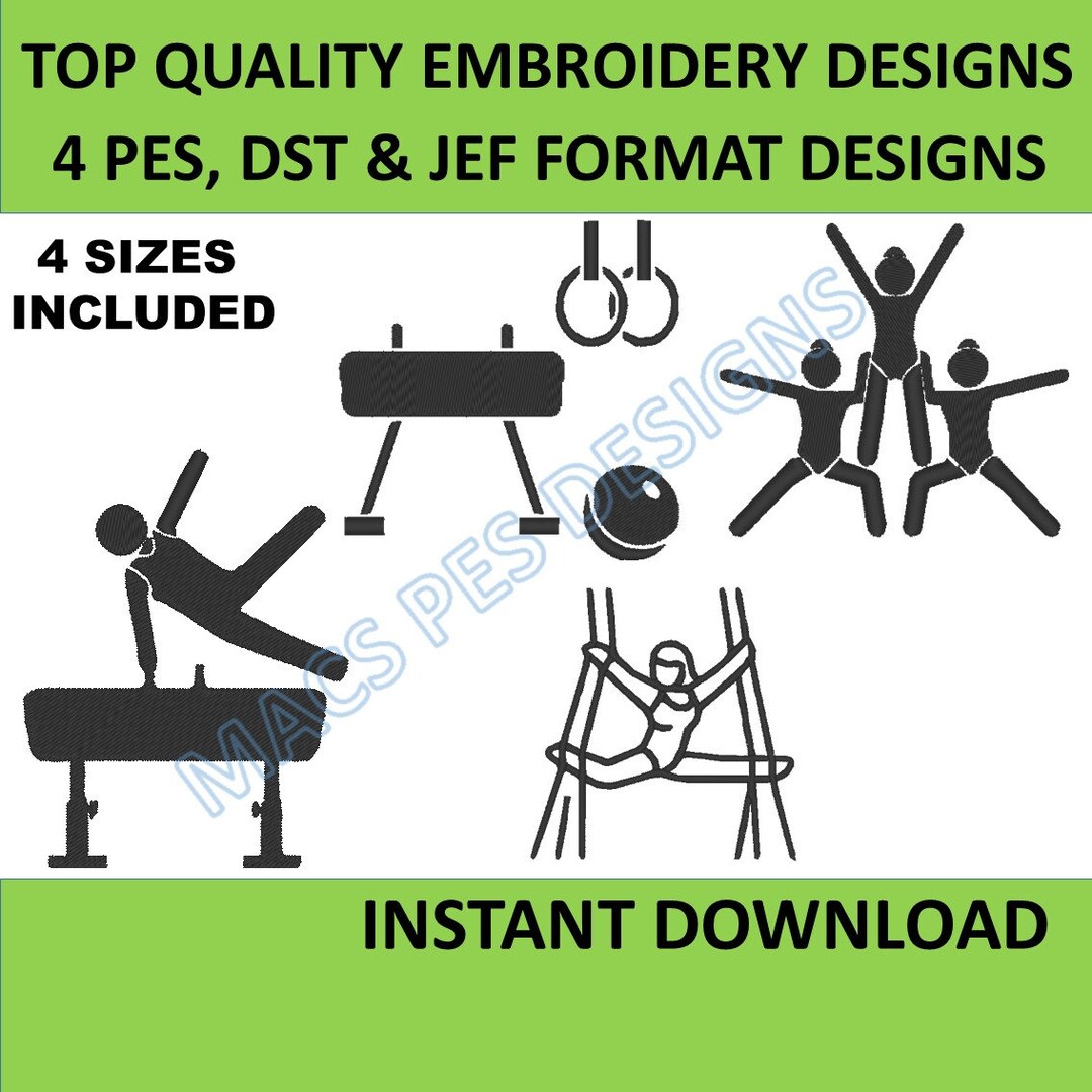 Gymnastic Machine Embroidery Designs, Gym Embroidery Design, Sports ...