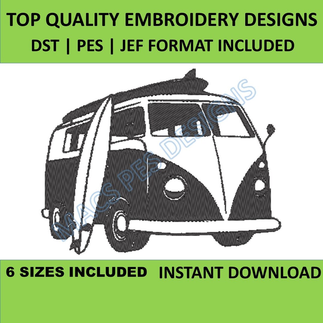 Bus Summer Embroidery - Machine Embroidery Design, Embroidery Patterns ...