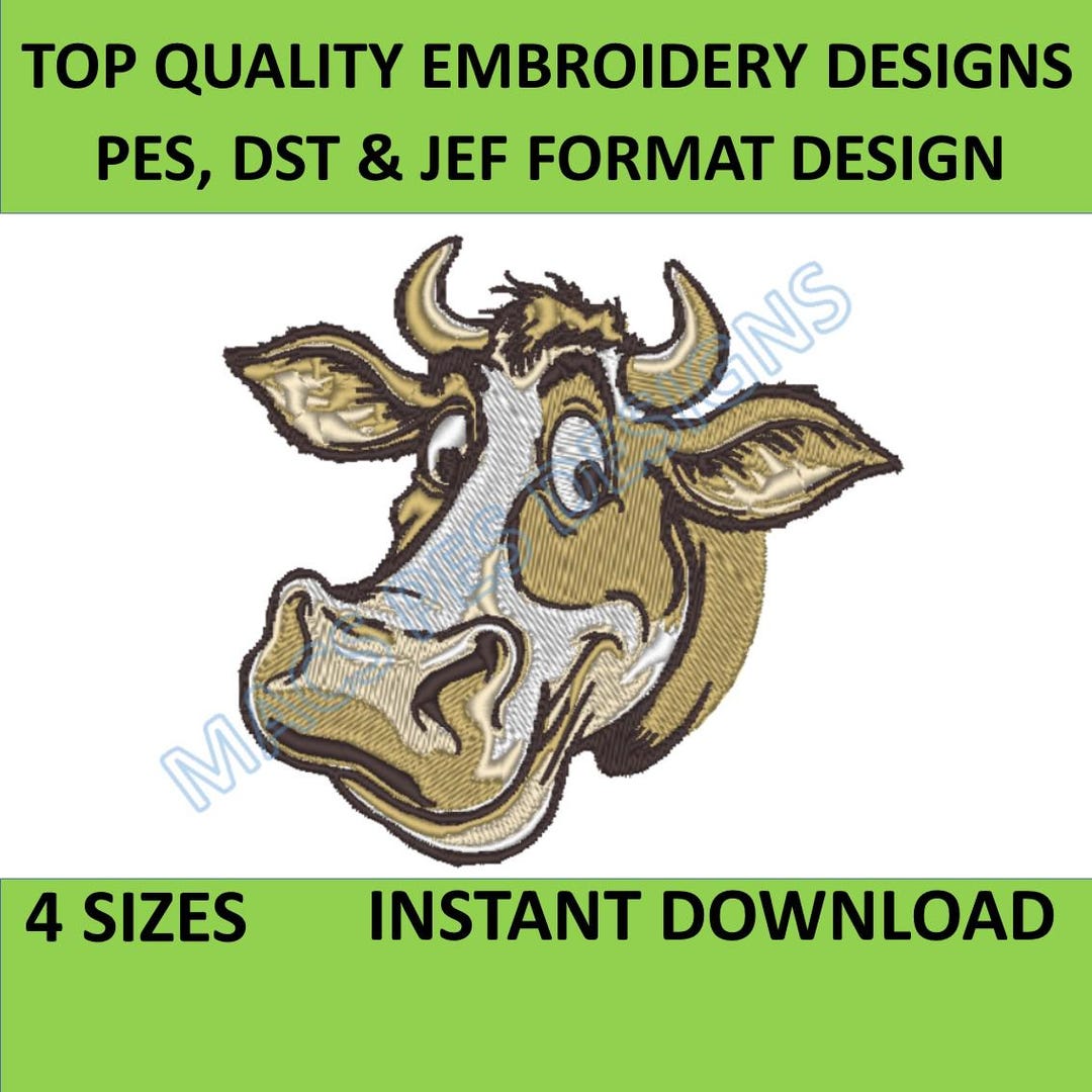 Funny Cow Embroidery Design, Farm Animal Machine Embroidery Design , 4 ...