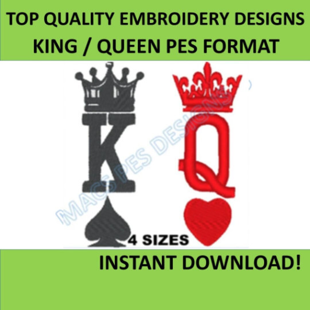 Playing Cards,king and Queen PES DST JEF Design Machine Embroidery ...