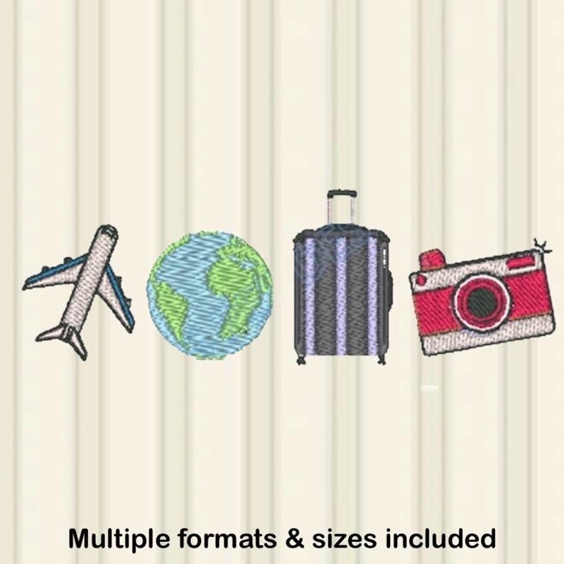 Travel Embroidery Design, Travel Embroidery File, Trendy Embroidery ...