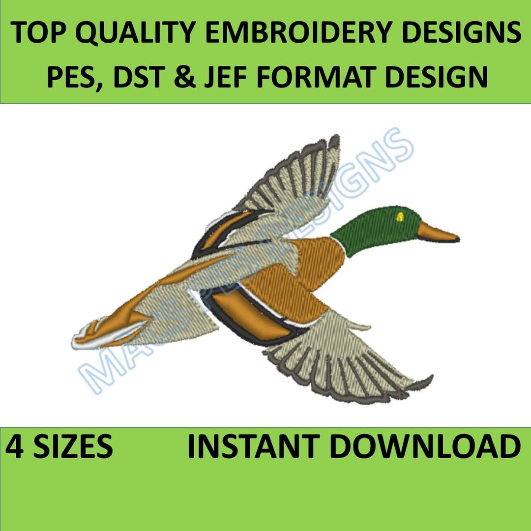 Flying Duck Embroidery Design File for Hats, Embroidery Designs Trendy ...