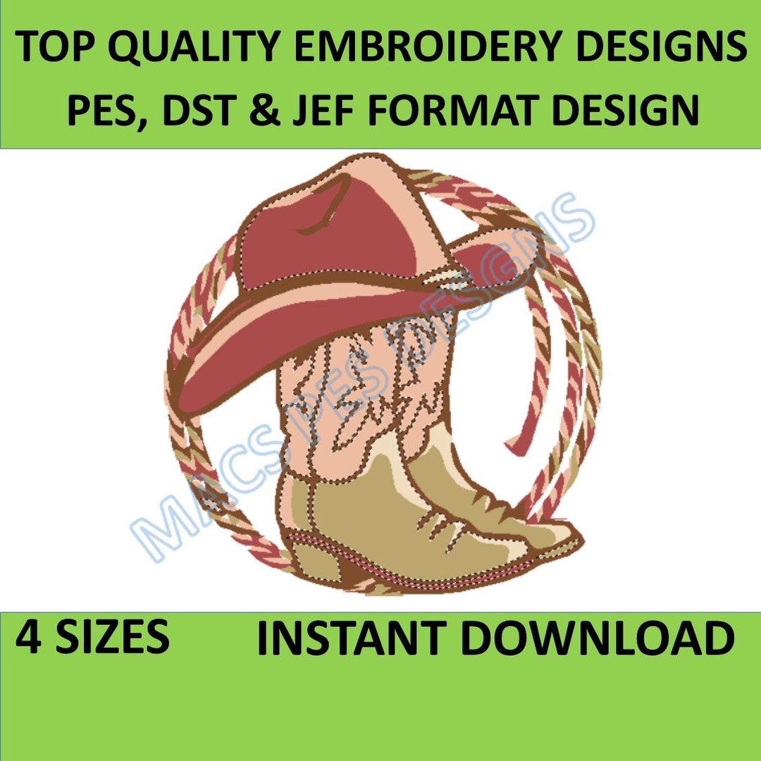 Cowboy Boots Embroidery Designs PES JEF DST Boot Embroidery Machine 4 ...