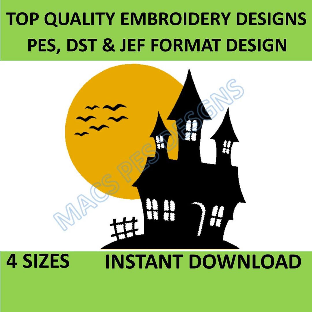 Haunted Mansion Embroidery File, Haunted House Embroidery Design ...