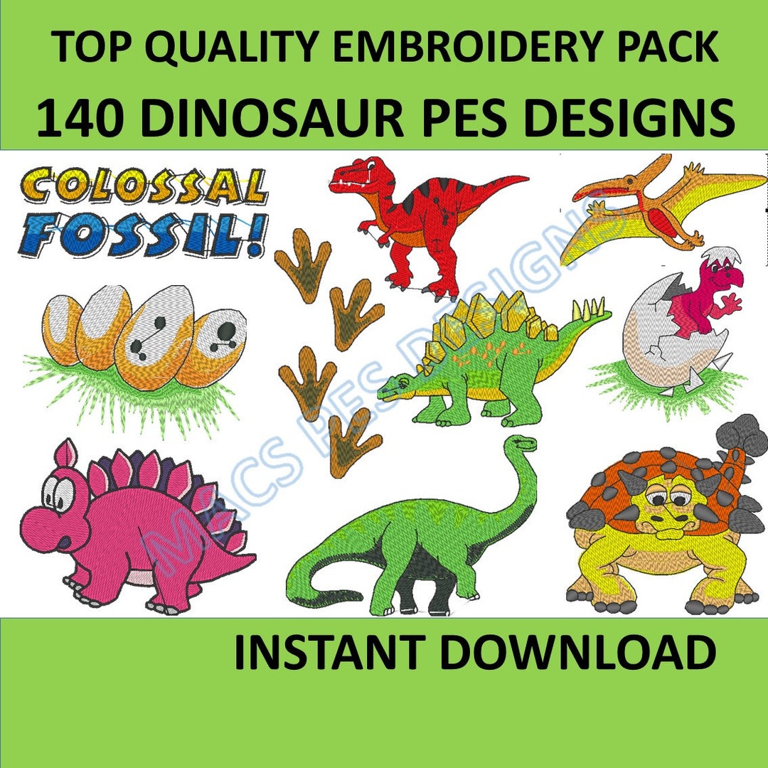 Dinosaur Embroidery Files Instant Download Brother 140 Files Pack ...
