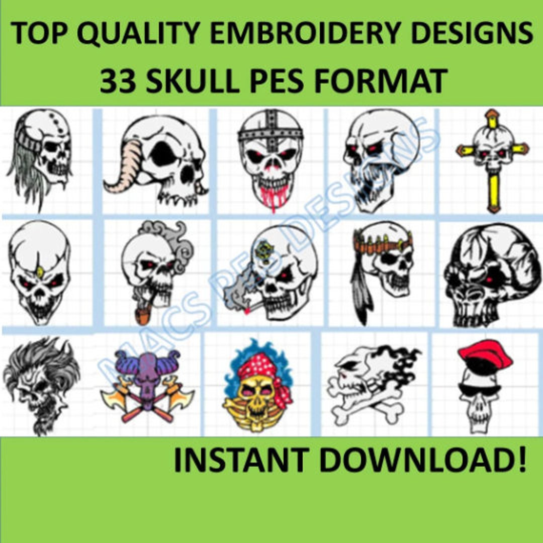 Skulls Embroidery Files Instant Download Brother File Pack Embroider ...