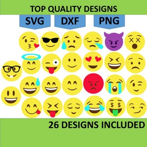 Emoji SVG Bundle Cricut Cut Files, Smiley Faces Crying Laughing Emoji ...