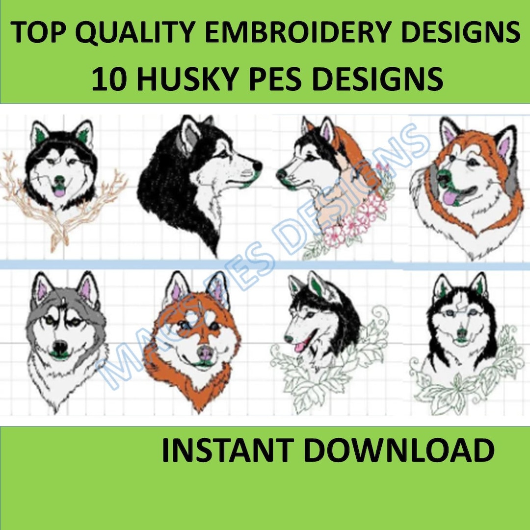 Siberian Husky Dog Embroidery Designs Dog Face T-shirt Machine ...