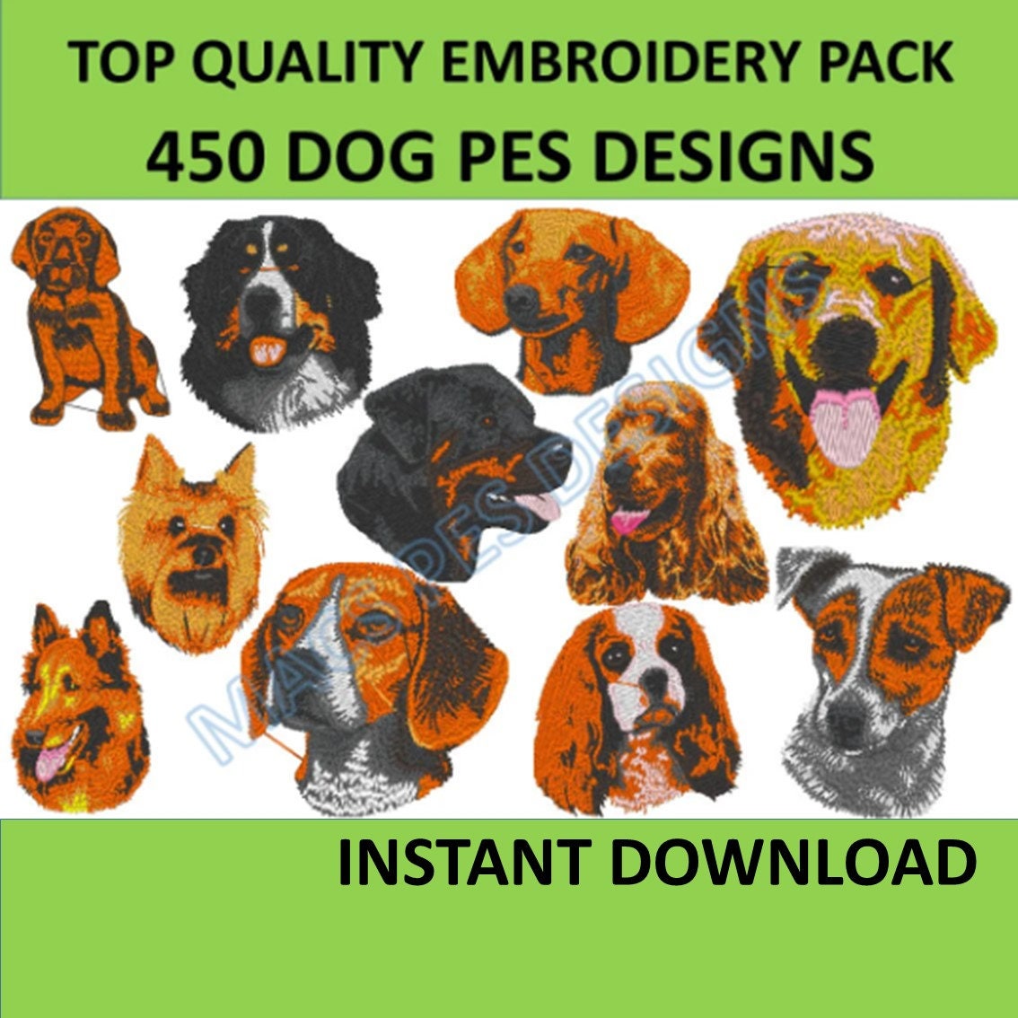Dogs Puppies 450 PES Designs Machine Embroidery Files Instant Download ...